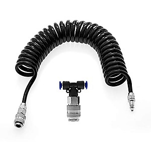 Sunxenze Air Duster Blow Gun with 5 Meter Long Coil PU Air Hose,Air Tank Blow Gun Kit,Black