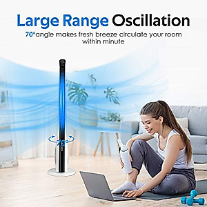 Bladeless Tower Fan - 43" Standing Cooling Oscillating Floor Fan w/ Remote, 3 Speeds & 3 Modes, 7.5H Timer, Quite Electric White Air Circulator Fan for Bedroom, Living Room, Office, Home, Indoor use
