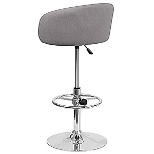 Flash Furniture Luis Contemporary Gray Fabric Adjustable Height Barstool with Barrel Back and Chrome Base