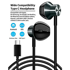 TITACUTE USB C Headphone Wired Earphone in-Ear Magnetic Earbud for Samsung A53 S22 S21 S20 FE Galaxy Z Flip Fold Noise Headset with Microphone iPad Pro Air Google Pixel 6 7 OnePlus, TITACUTE0476
