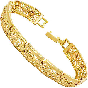 LIFETIME JEWELRY Filigree Bracelet for Women and Men 24k Real Gold Plated Charm (Gold, 8)