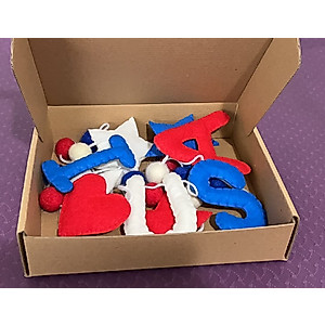 Awesome Bros Craft Handmade 4th of July Decorations American Independence Day Party Banner Felt Ball Garlands White Blue and Red Pom Pom Ball Felt Letters Garlands(4th of July Garland)