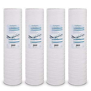 Geekpure Whole House String Wound PP Sediment Replacement Filter Cartridge-4.5" x 20"-5 Micron- Pack 4