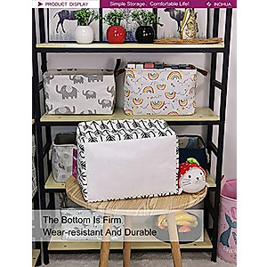 INGHUA Rectangular Storage Basket Fabric Organizer Bin for Toys,Books,Clothes,Gifts,Pets-Perfect for Home,Office,Nursery,Dorm,Shelf(Rec Black Arrows)
