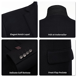 Men's Blazer Classic Fit Sport Coats Stylish 2 Button Single Breasted Stretch Sports Jacket for Business & Daily Black