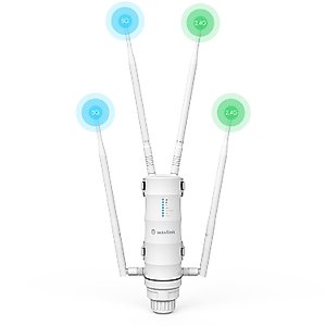 WAVLINK AC1200 High Power Outdoor Weatherproof WiFi Range Extender/Access Point/Router/Mesh with Passive POE, Dual Band 2.4GHz 300Mbps+5.8 GHz 867Mbps, 4x7dBi Detachable Omni Directional Antenna