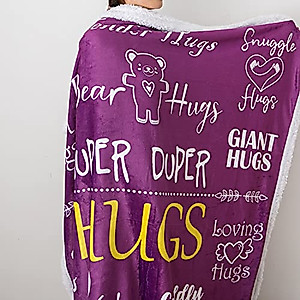 Piwaka Hug Blanket Gifts for Loved One - Cosy Sherpa Fleece Blanket in Purple | Machine Washable Plush Blankets - Heartwarming Gifts - Sentimental Gifts - Get Well Soon Gifts for Women