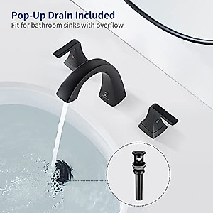 Matte Black Bathroom Faucet,Widespread Bathroom Sink Faucet for 3 Hole,2 Handles Bathroom Vanity Faucet 8 Inch,HOMELODY Lavatory Faucet for Sink with Pop Up Drain