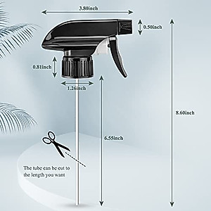 2 Pack Black Trigger Sprayers Replacement Spray Nozzles with Mist Stream Sprayer for 8oz/16oz Glass Spray Bottles for Home, Kitchen, Garden and Office
