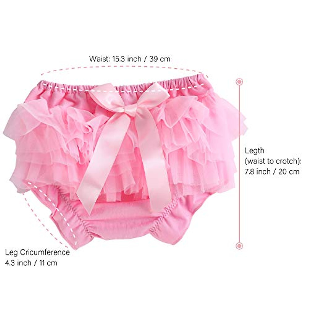 WELROG Baby Girls Cake Smash Outfit - Tutu Bloomers Diaper Cover Headband Pearl Necklace for First Birthday (Pink)