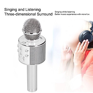 WS-858 Bluetooth Karaoke Microphone Recording 3-in-1 Handheld Portable Mic Speaker Machine Music Player Recorder for Karaoke Party Wedding Meeting