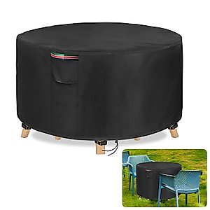 Fentiff Round Patio Furniture Cover,Heavy Duty Waterproof Outdoor Table Chair Set Covers,Bar Height Table and Chair Dining Table Cover for All Weather Resistant - 42''Dx 28''H
