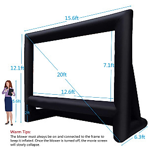 AZXRHWYGS 20 Feet Inflatable Movie Screen Outdoor Theater Blow Up Projection Screen with Carry Bag Blower for Front and Rear Projection Home Theater Backyard Pool Fun