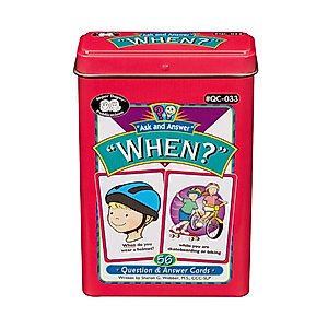 Super Duper Publications | Ask and Answer When Questions Fun Deck | Communication and Language Processing Skills Flash Cards | Educational Learning Materials for Children