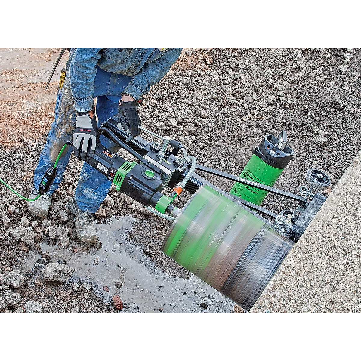 CS Unitec EBM 352/3 PSV -14 in. Capacity Concrete Core Drilling Rig with Vacuum/Anchor Stand- Wet Diamond Core Drill -3-Speed for Concrete, Brick, Asphalt, & Stone -Made in Germany (w/Vacuum Pump)