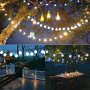 LYHOPE Solar Outdoor String Lights, 35.6ft 60 LED Crystal Ball Waterproof Solar Powered Globe Lights for Garden Patio Yard Holiday Party Decoration (Cool White)