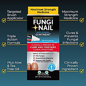Fungi Nail Anti-Fungal Ointment, Kills Fungus That Can Lead to Nail & Athlete’s Foot with Tolnaftate & Clinically Proven to Cure Infections, Natural Color, 0.7 Fl Oz