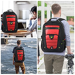 Extra Large Laptop Backpack, Travel Backpack 50L, Waterproof Computer Backpack with USB Port, TSA Approved Business Bag for Men Women Teacher, Heavy Duty Backpack Fits 17.3 Inch Laptop & Notebook, Red
