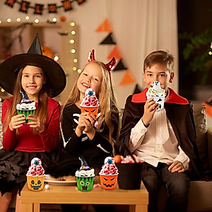 CIEOVO 48 Packs 9 oz Halloween Party Paper Ice Cream Cups Disposable Halloween Ghost Face Bowls Snack Cups Containers Dessert Bowls for Birthday Halloween Trick or Treat Party Decoration