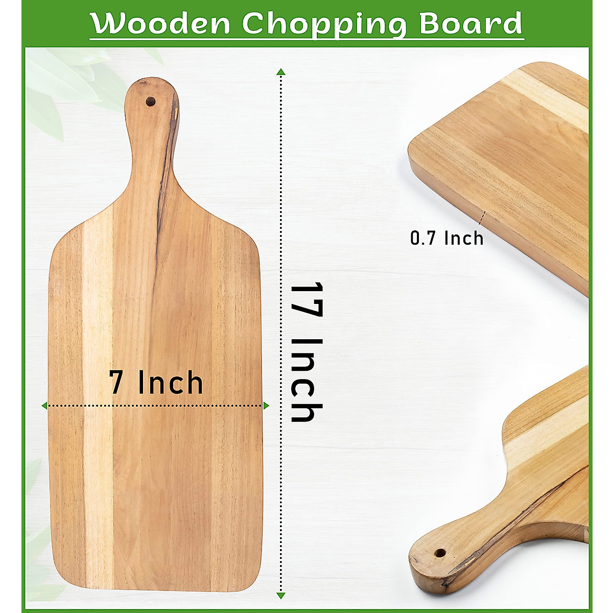Wood Cutting Board with Handle - Wooden Cheese Board, Mothers Day Gifts, Kitchen Chopping Boards for Bread Meat Fruit Cheese Cutting boards Serving Board Butcher Block Charcuterie Platter, 17" x 7"
