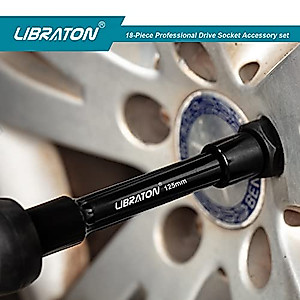 LIBRATON Socket Extension Set, Ratchet Extension Set, Extension Set 18PCs, Impact Extension Set, Socket Adapters, Swivel Sockets, Professional Drive Socket Accessories, 1/4 3/8 1/2