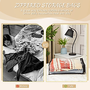 Riakrum 20 Pieces Clear Vinyl Zippered Storage Bags 15 x 11 x 4 Inch Sweater Storage Bags Plastic Bed Sheet Organizer for Blanket Closet Clothing Linen Sweater Clothes Pillow