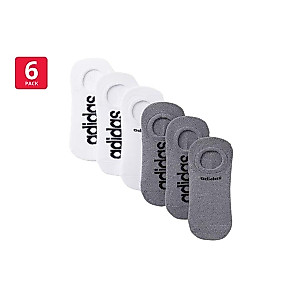 adidas Men's Superlite Linear Super No Show Socks (6-Pair), Alumina Beige/Night Grey/Black, Large