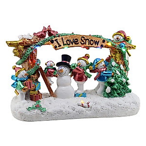 Christmas Village Building A Snowman - Pre-lit Tabletop Snow Village - Perfect Addition to Your Christmas Indoor Decorations & Christmas Village Displays