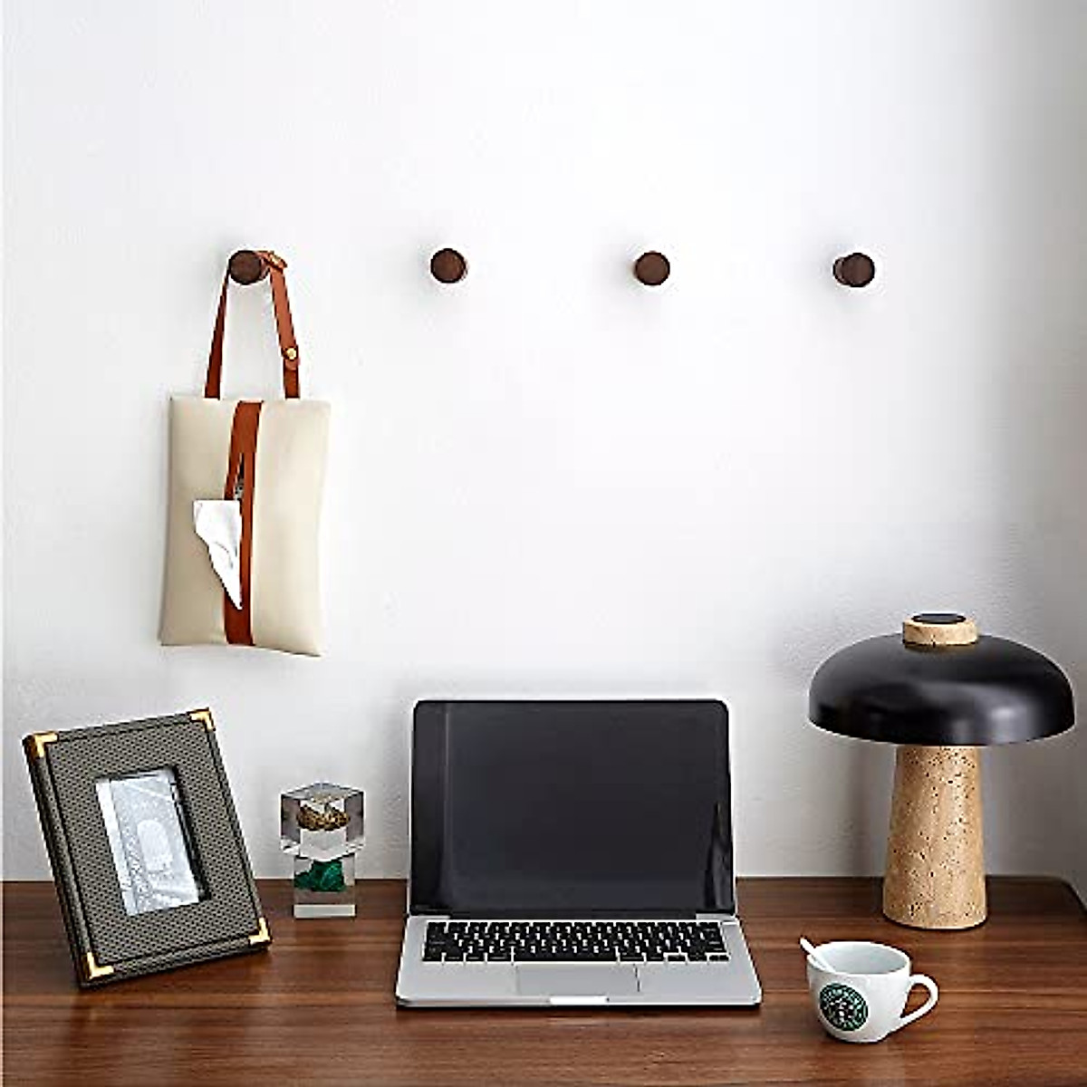 COCOYA Natural Wood Wall Hooks, 6Pack Minimalist Hat Hanger Easy Install Wall Mount Wooden Peg Knob Walnut Cute Simple Modern Small Room Decor, for Hanging Coat Towel Cap Bag Purses Jacket Backpack