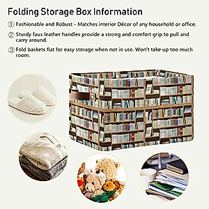 ALAZA Bookshelves Book Foldable Storage Box Storage Basket Organizer Bins with Handles for Shelf Closet Living Room Bedroom Home Office 1 Pack