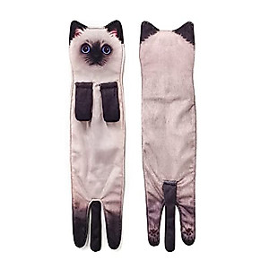 Infaccial Cat Hand Towels for Bathroom Kitchen-Cute Cat Hanging Towel Decorative Animal Washcloths Face Towels Cat Decor-Funny Housewarming Cat Gifts for Cat Lovers (Siamese Cat)