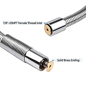 COOLWEST Flexible Metal Stainless Steel Hose 44 Inch for All Commercial Pre-Rinse Kitchen Sink Faucets Flexible Hose Replacement (111CM 44")