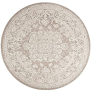 SAFAVIEH Reflection Collection Area Rug - 6'7" Round, Beige & Cream, Vintage Distressed Design, Non-Shedding & Easy Care, Ideal for High Traffic Areas in Living Room, Bedroom (RFT664A)