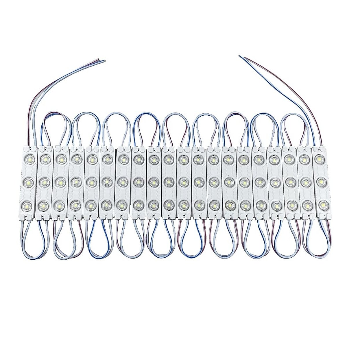 Yolu 20pcs Super Bright 3 LED Injection Module Strip Lights 5630 SMD LEDs with Lens 12V Light for Letter Sign Advertising Signs Storefront Garage-White