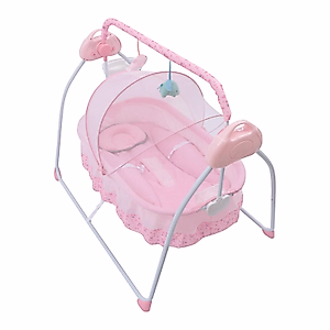TFCFL Electric Baby Crib Cradle, 0-18 MonthsInfant Bed Auto Swing with Remote Control & Music, 25KG/55LBS Capacity, Foldable Baby Bassinet, Pink