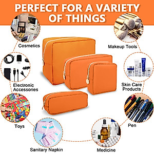 UIXIZQ Waterproof Large Makeup Bag Pouch,Nylon Women Travel Toiletry Storage Bag Preppy Cosmetic Bag for Girls,Big Makeup Organizer Bag Cute Zipper Pouch Bag for Sport Work Gift(Large-Peach)