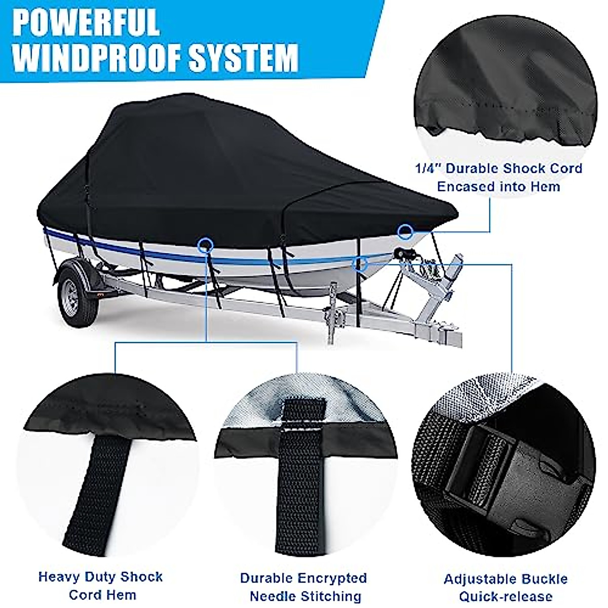 Wakeboard Tower Boat Cover 21-23ft, Heavy Duty 100% Waterproof Over The Tower Cover for V-Hull Fishing Tournament Boat w/Ski Wakeboard Tower Boat Cover…
