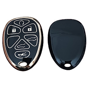 QIXIUBIA for Chevrolet Key Fob Cover Keyless Remote Smart Key Fob Shell with Keychain Fit for Chevy Suburban Tahoe Traverse Buick Enclave Cadillac Escalade GMC Acadia Yukon (Black 6-Button)