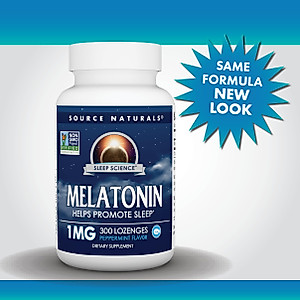 Source Naturals Melatonin Helps Promote Sleep* 1 mg - 300 Peppermint Flavored Lozenges