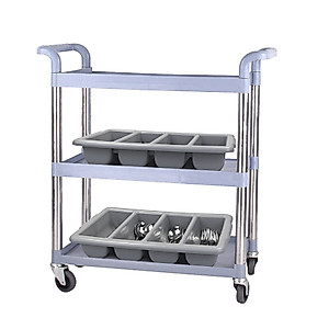 Rinboat 4-Pack Plastic 4-Compartment Cutlery Bin, Commercial Cutlery Holder, Gray