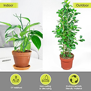 6 Pack Plant Support Stakes for Indoor Plants, 39.37 Inch Twig Plant Sticks with Orchid Clips Twist Ties and Plant Ties for House Potted Monstera Plants, Plastic Branches Support Structures, Green