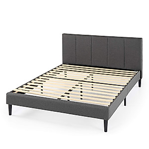 ZINUS Maddon Upholstered Platform Bed Frame / Mattress Foundation / Wood Slat Support / No Box Spring Needed / Easy Assembly, Grey, Queen