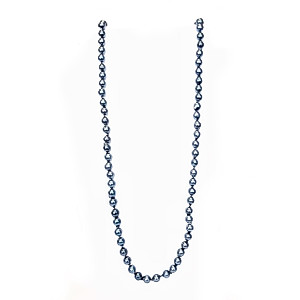 36" 7-8mm black akoya cultured semi baroque pearl necklace .925 sterling silver