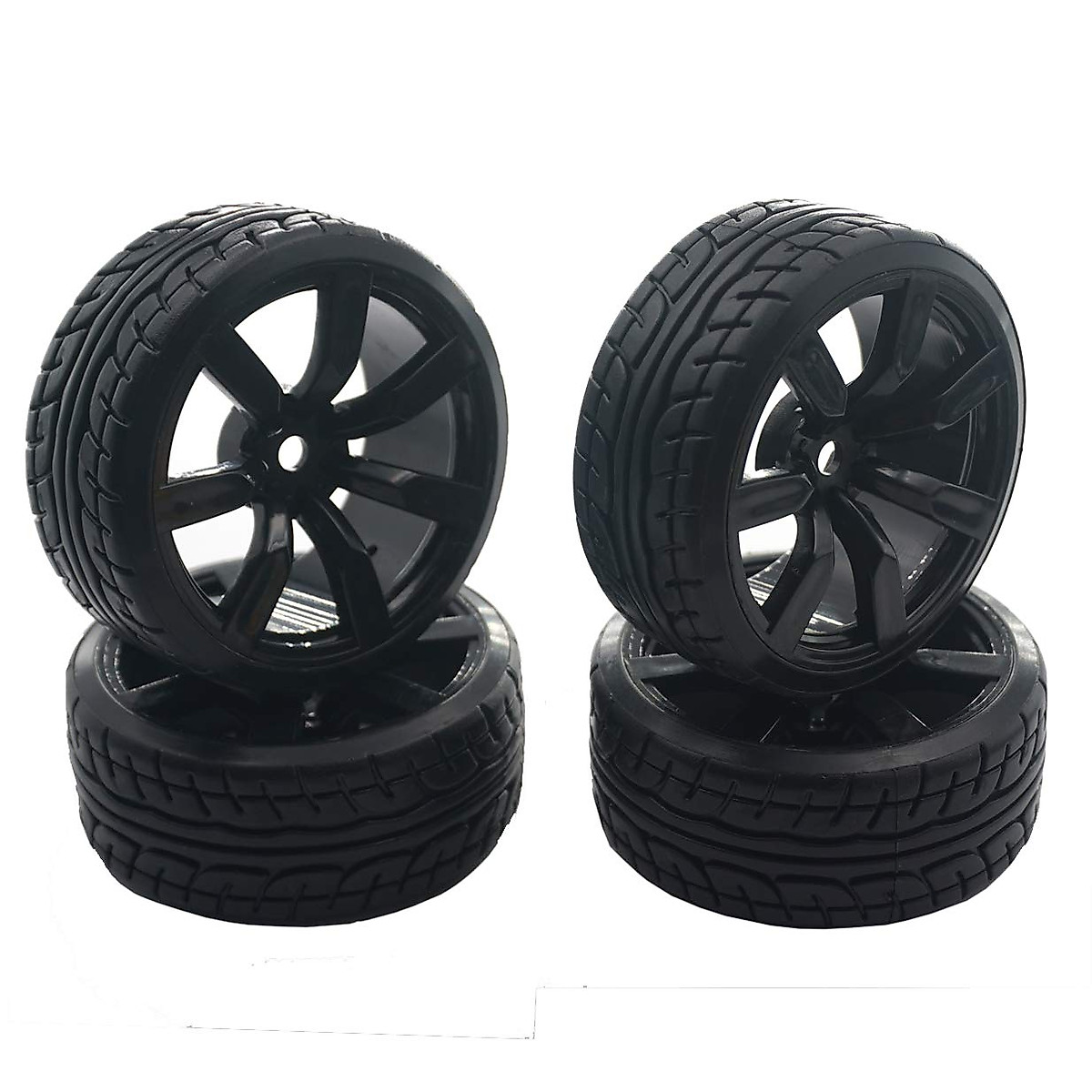 4Pcs ShareGoo OD62mm Hard Plastic RC Drift Car Tires & Wheel Rims 12mm Hex Tyre Compatible with Traxxas HSP Tamiya HPI Kyosho 1/10 Drift Drifting RC Car