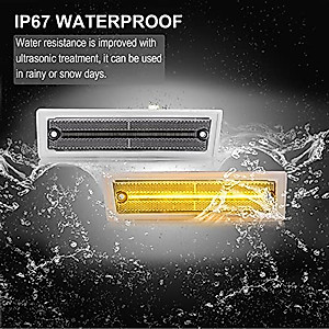 R&F Auto LED Clear Lens Fender Side Marker Light Replacement for C/K 1500 2500 C10 C20 Suburban Blazer Jimmy Front Bumper Side Marker Reflector Lamp, Replace OEM# GM2551107 GM2550115 915557 915558