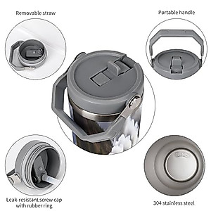 RTFGHJS Steam Locomotive Train 30 Oz Tumbler with Handle And Flip Straw, Stainless Steel Vacuum Insulated Travel Mug, Thermal Cup for Coffee, Water, Iced Drinks, Fits Car Cup Holders (Home, Sports)