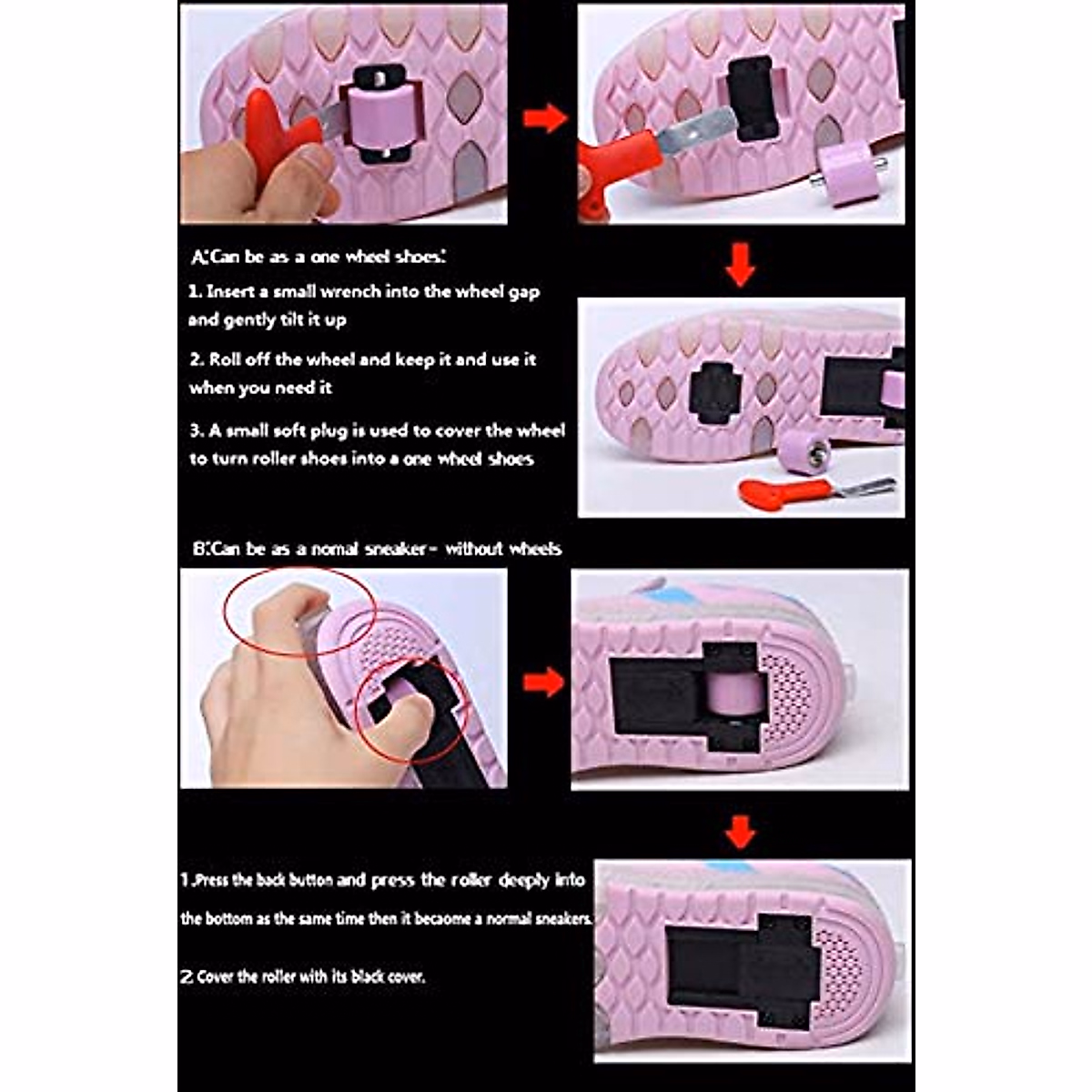 Exgingle Unisex Roller Sneakers Roller Skate Shoes for Boys Girls LED Wheel Shoes 12 M US Little Kid