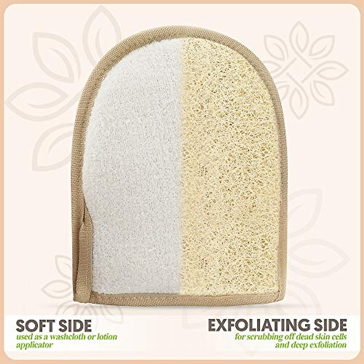 Premium Exfoliating Loofah Glove Pad Body Scrubber. Our Mitt Gloves are Made of Natural Egyptian Shower Loufa Sponge That Gets You Clean, Not Just Spreading Soap (2 Pack)