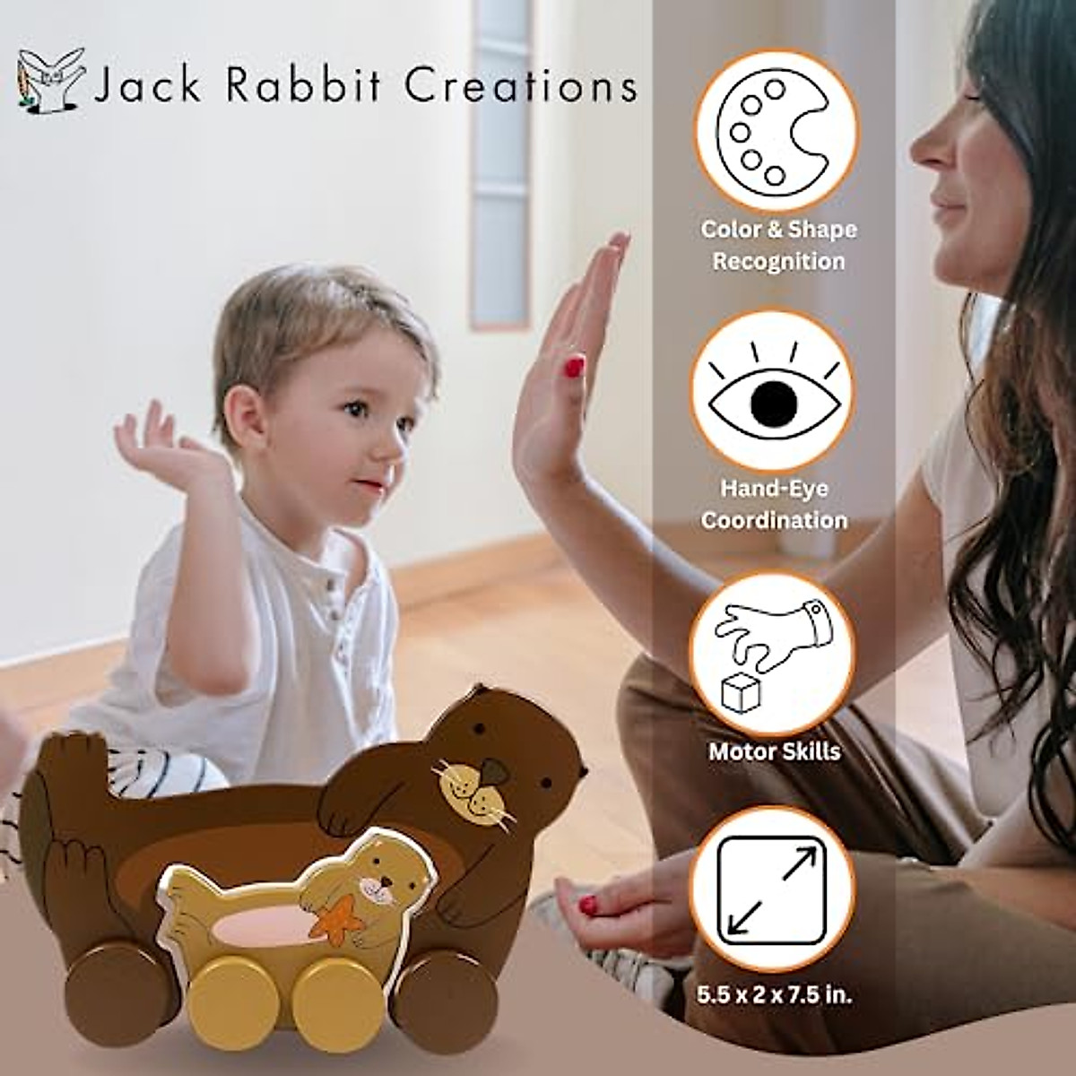 Jack Rabbit Creations Inc Big & Little Wooden Push Toy Otter