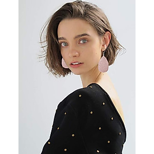 Wremily 16 Pairs Leather Earrings for Women Teardrop Leaf Leopard Print Drop Earrings Lightweight Dangle Earrings Set